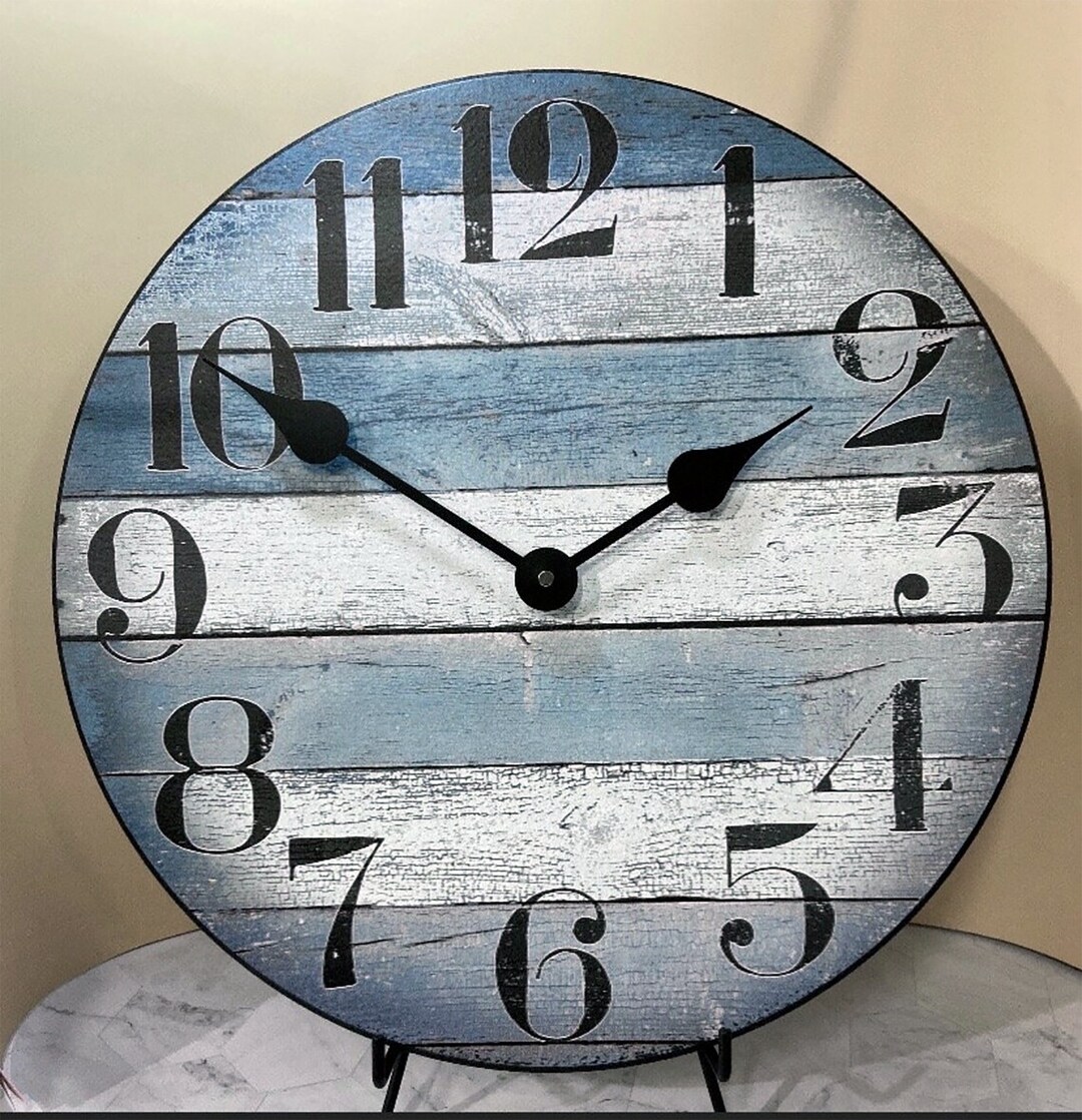Nantucket Blue Wall Clock, 8 Sizes, EXTRA Quiet Mechanism, Lifetime ...
