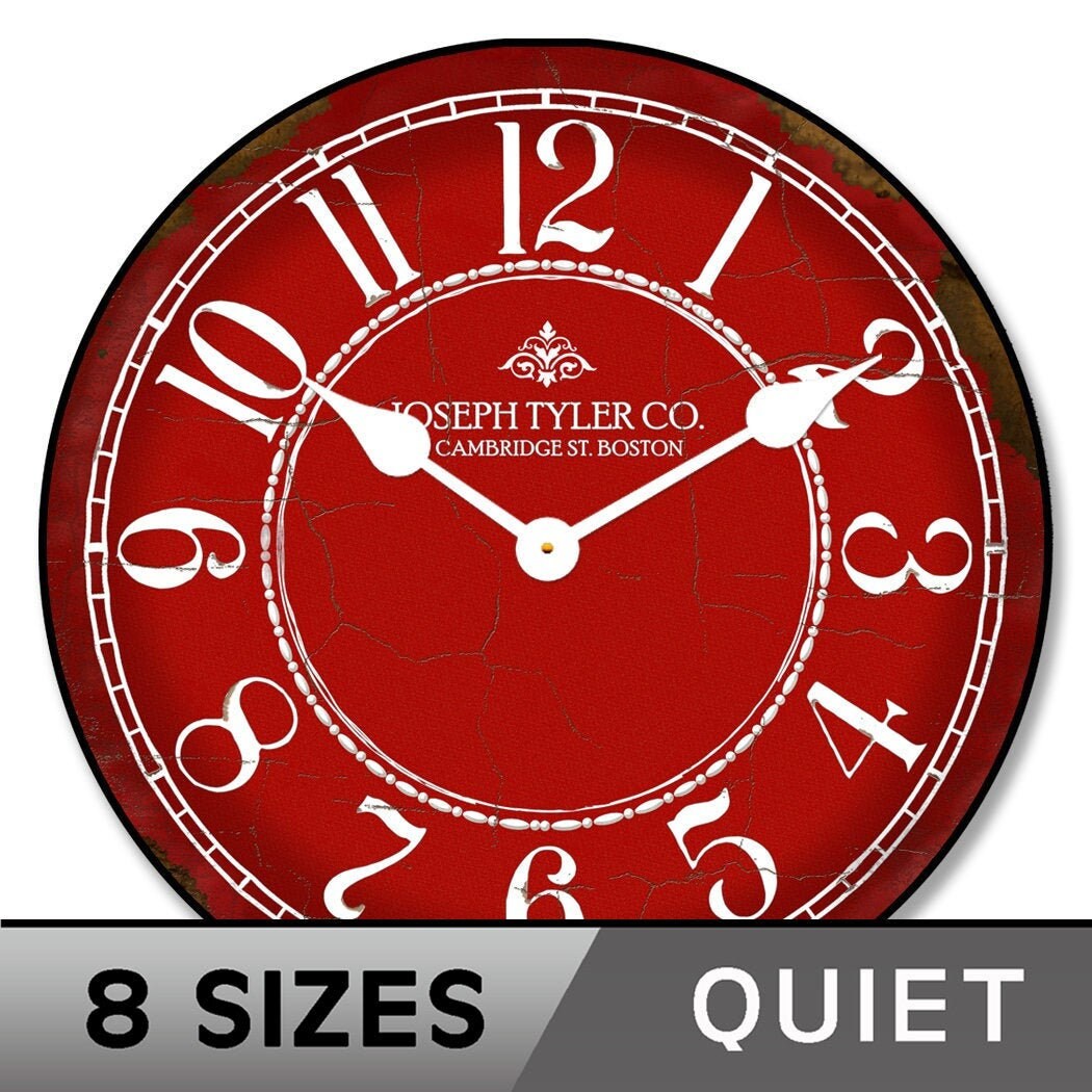 Red & White Wall Clock 8 Sizes to Choose Made in USA - Etsy