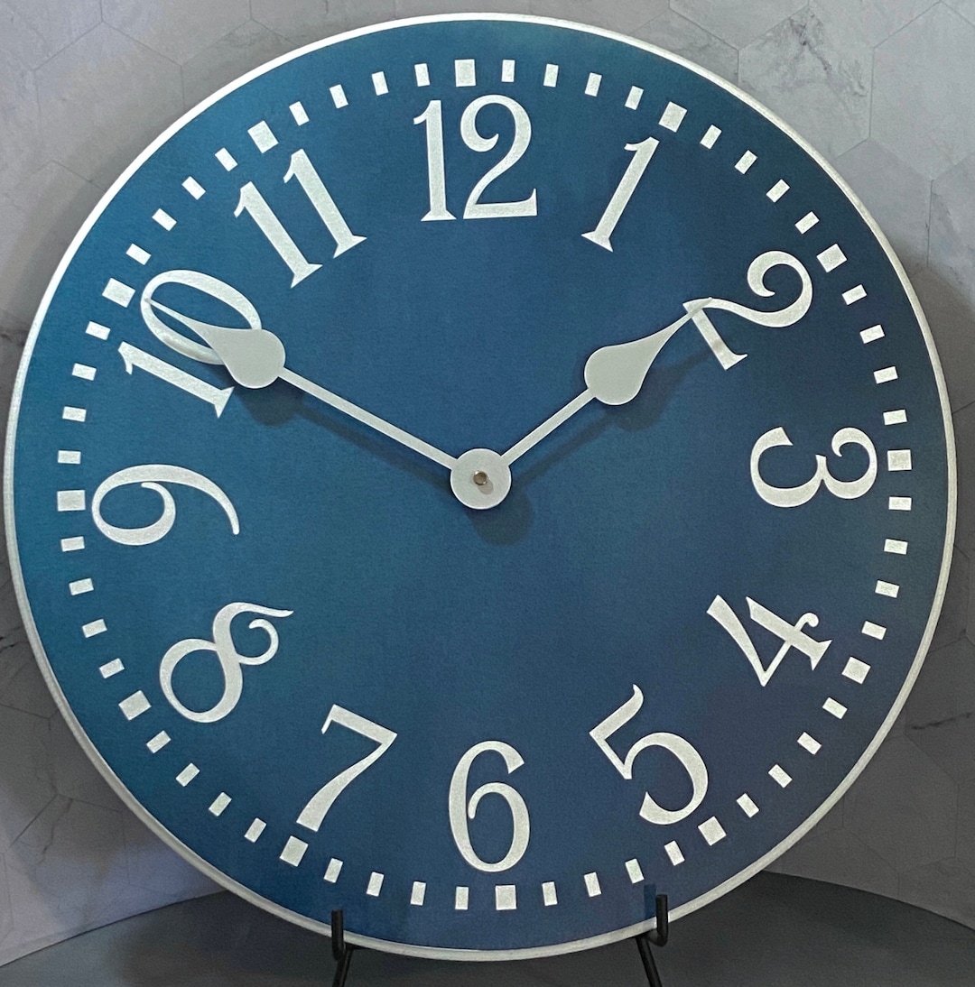 Colonial Blue Clock, Large Wall Clock, Choose From 8 Sizes. Extra QUIET ...