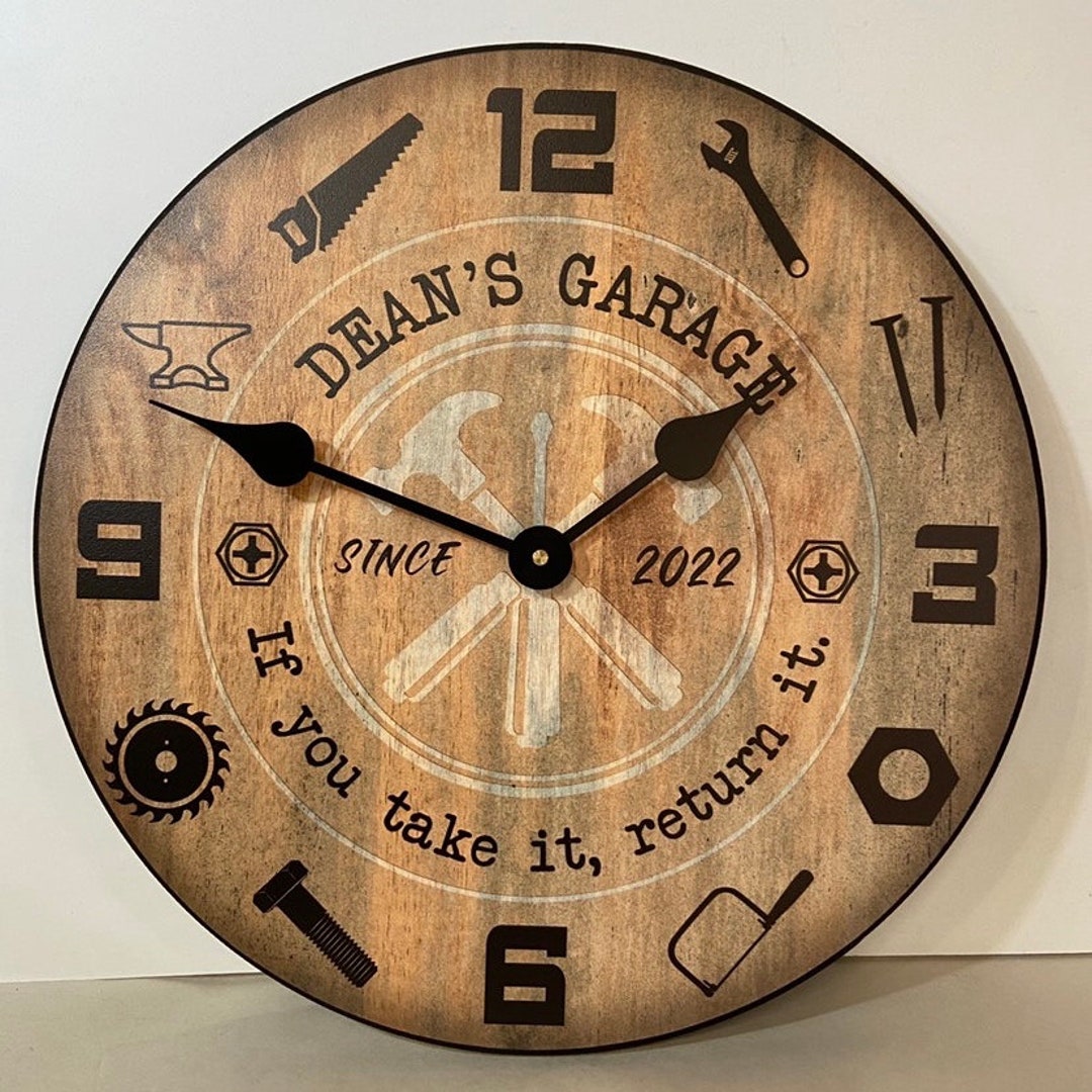 Dad's Garage Wall Clock, Choose One of 8 Sizes, VERY Quiet, Lifetime ...