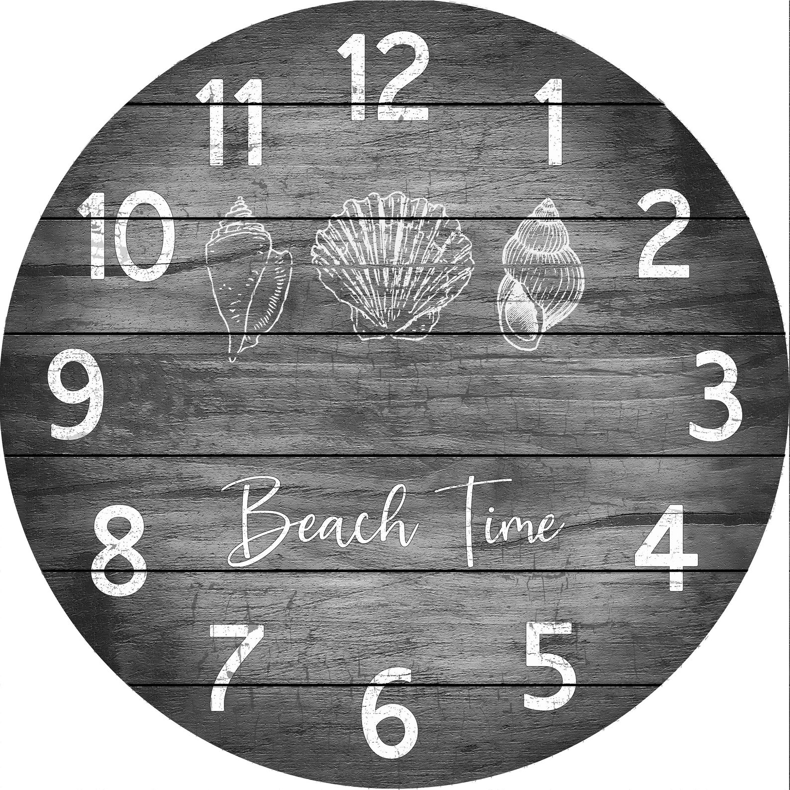 Beach Time Wall Clock Choose Blue or Gray Many Sizes SILENT - Etsy