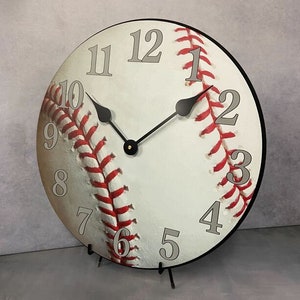 Baseball Wall Clock 4, 8 Sizes, Lifetime Warranty, Quiet, Non-ticking ...