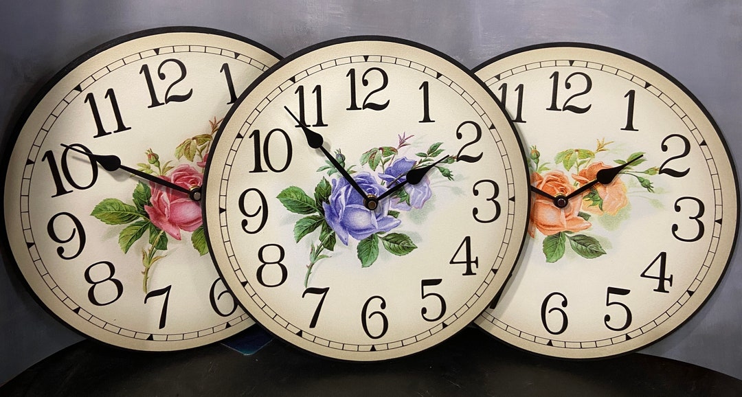 Rose Wall Clock, Whisper Quiet, Comes in 8 Sizes, Lifetime Warranty - Etsy