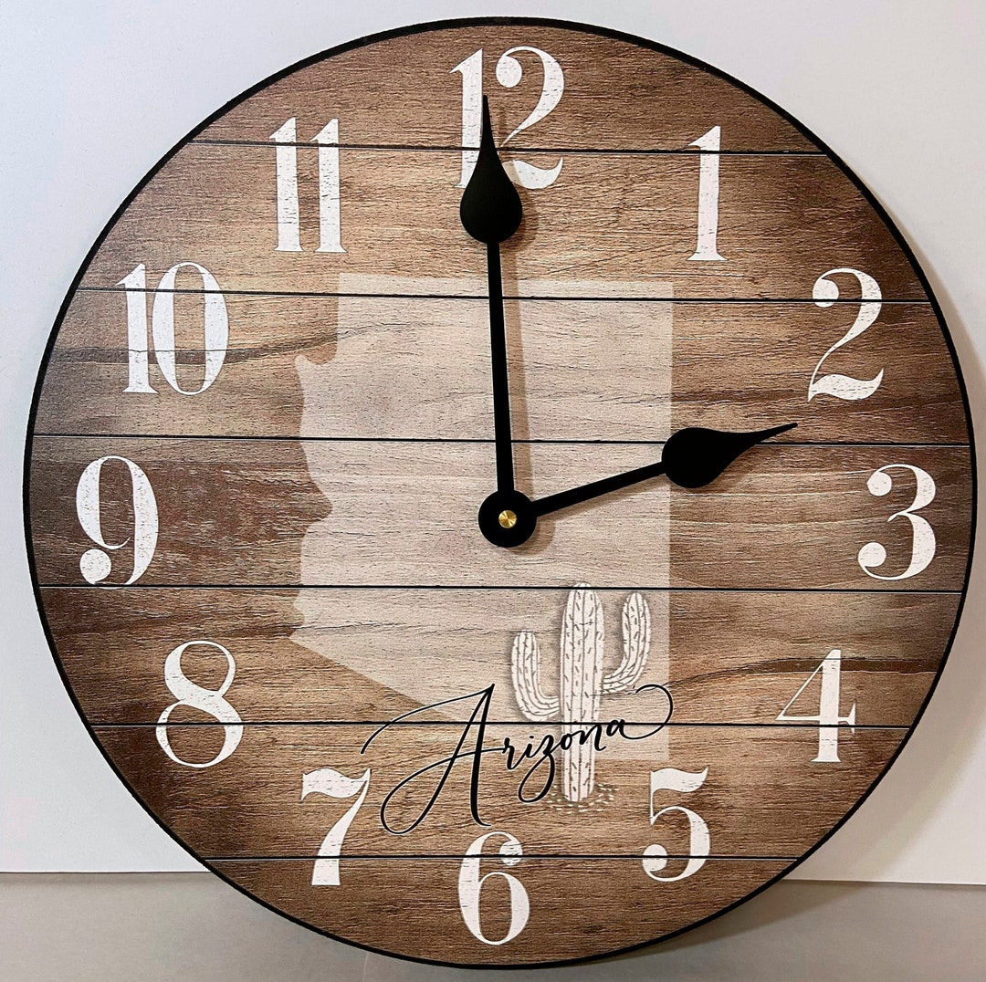 Arizona (or Any State) Wall Clock, 8 Sizes!!, EXTRA Quiet Mechanism ...