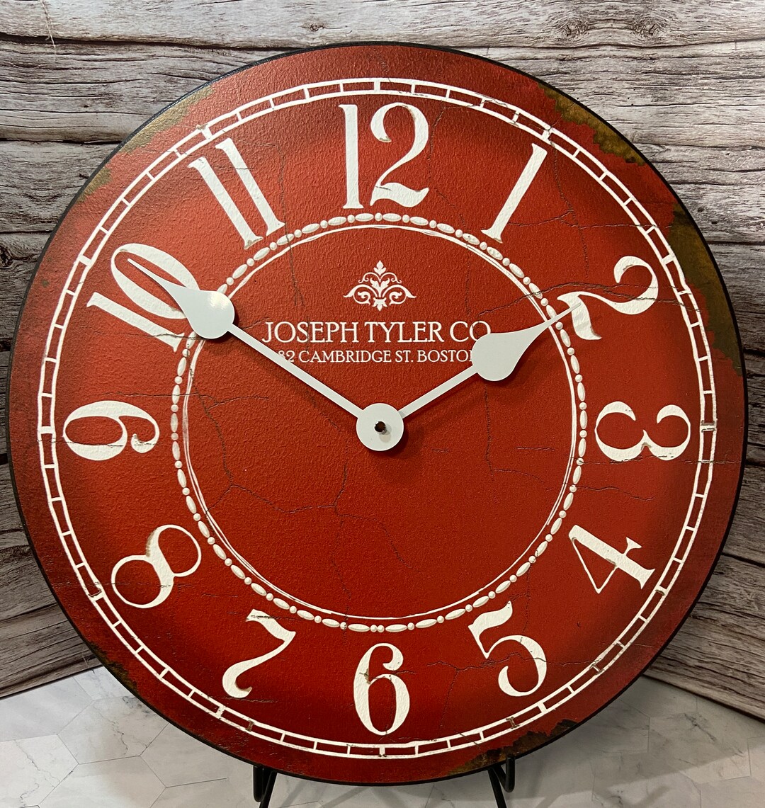 Red & White Wall Clock, 8 Sizes to Choose, Made in USA, Lifetime ...