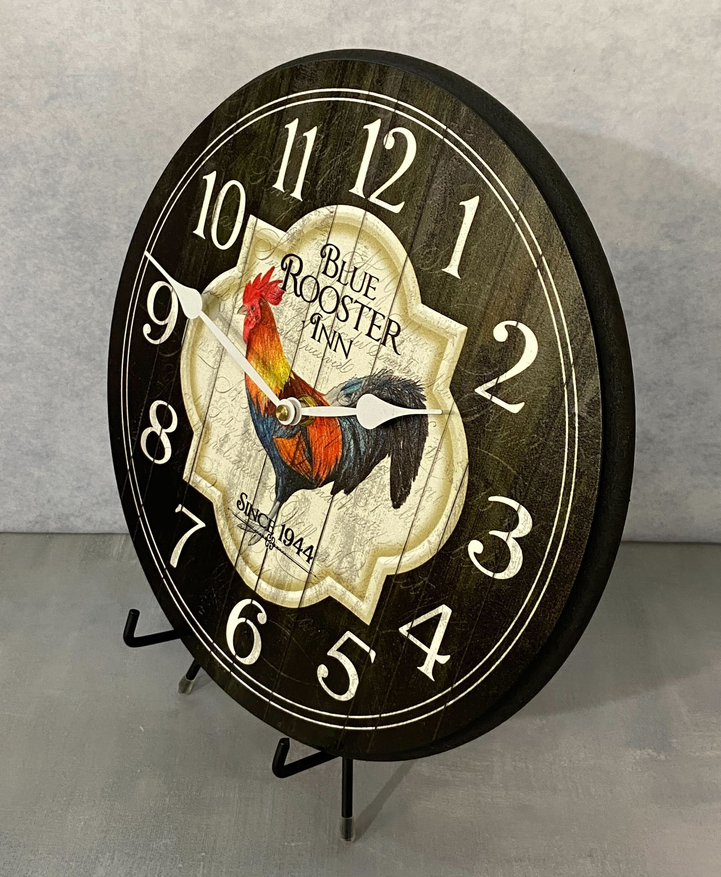 Blue Rooster Inn Wall Clock, 8 Sizes, Extra QUIET Mechanism, LIFETIME ...