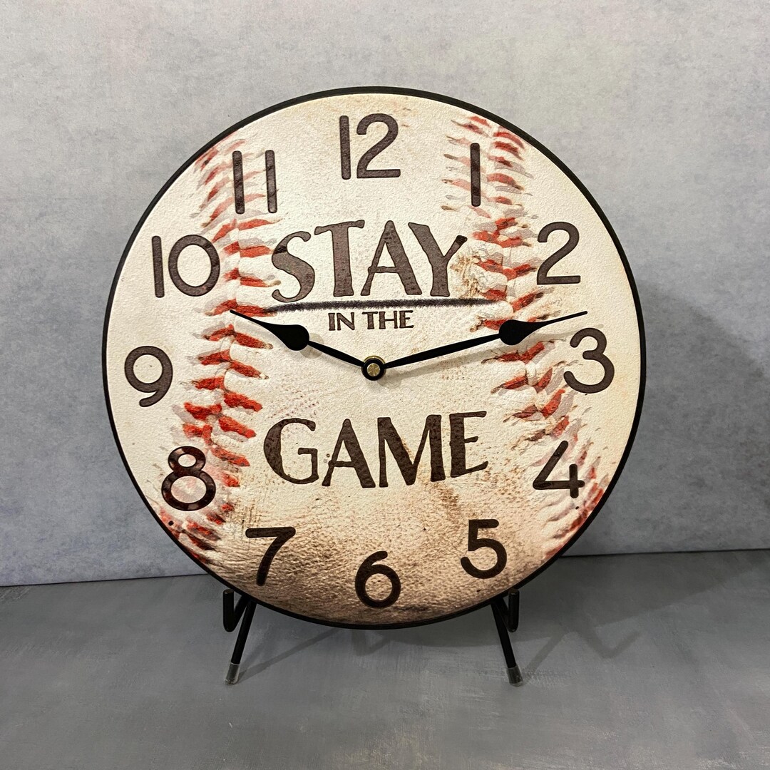 Stay in the Game Baseball Wall Clock, 8 Sizes to Choose, Made in USA ...
