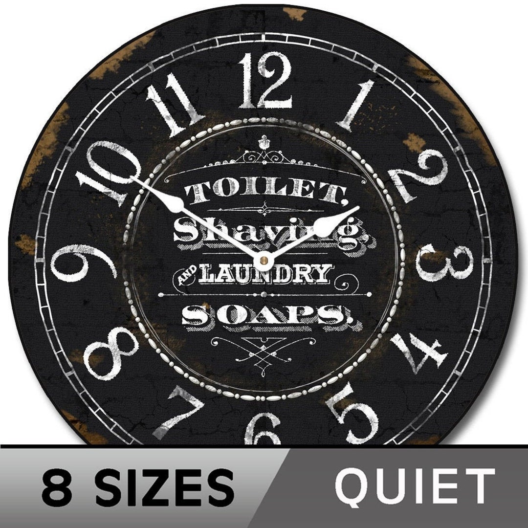 Black Powder Room Black Wall Clock - Etsy