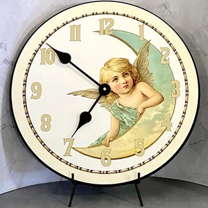 Moon Angel Wall Clock, EXTRA QUIET, Lifetime Warranty, Angel Clock ...