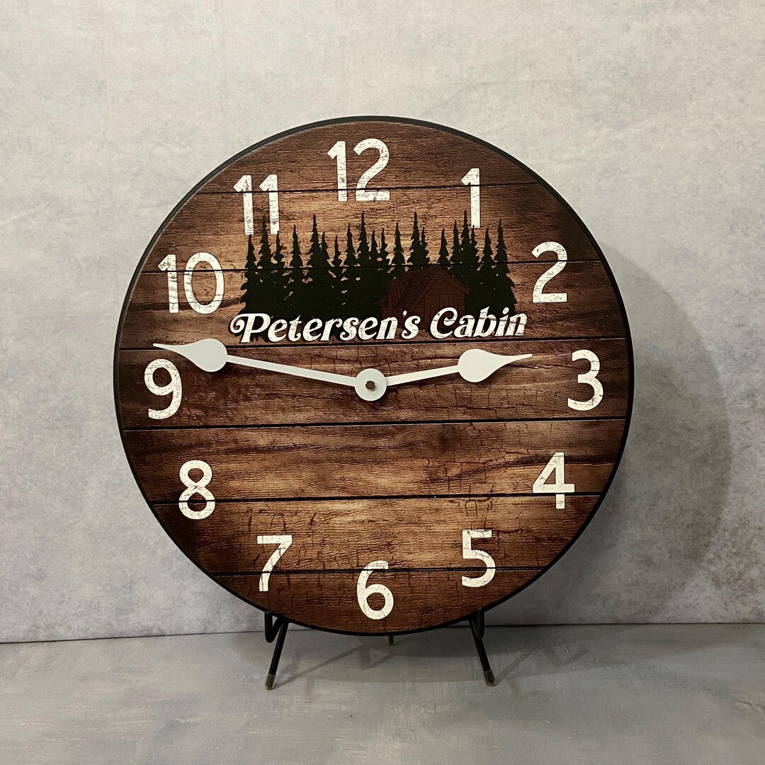 Personalized Cabin Clock, 8 Sizes!!, EXTRA Quiet Mechanism, Lifetime ...