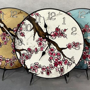 Cherry Blossom Blue Wall Clock, Large Wall Clock, Choose From 8 Sizes ...