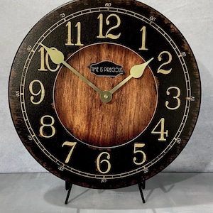 Rustic Black & Wood Wall Clock, 8 Sizes!!, EXTRA Quiet Mechanism ...