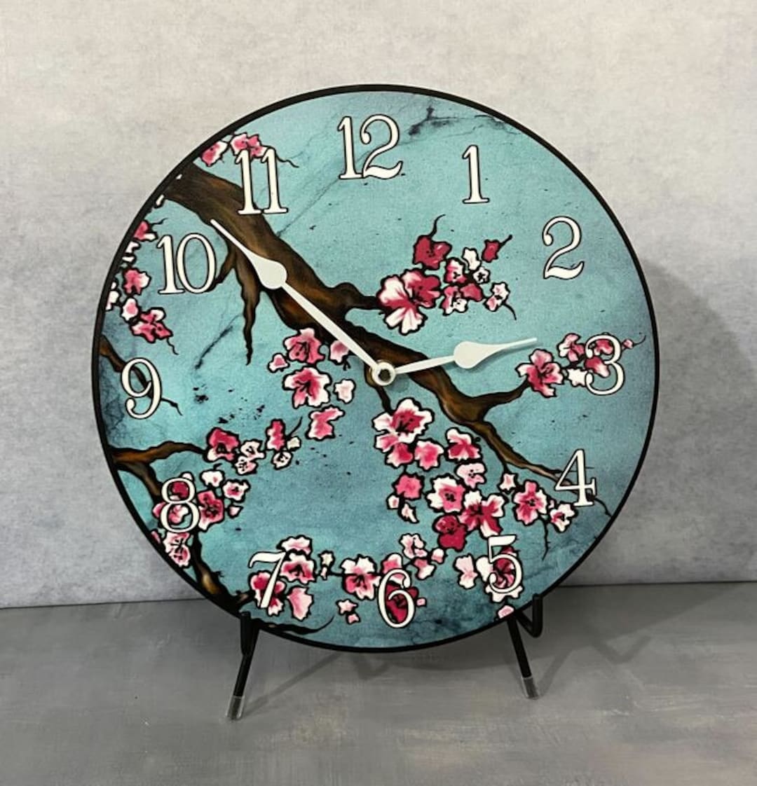Cherry Blossom Blue Wall Clock, Large Wall Clock, Choose From 8 Sizes ...