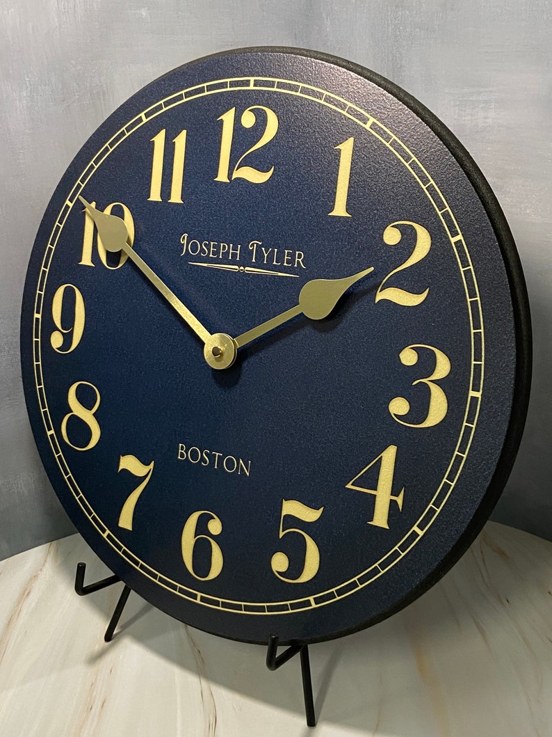 Navy & Gold Wall Clock, 8 Sizes, Large Wall Clock, Extra QUIET ...
