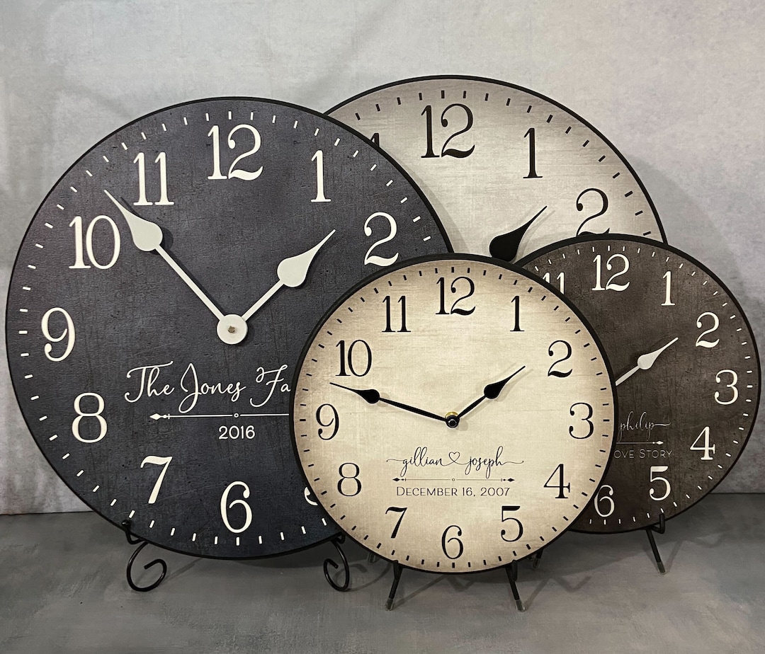 Personalized Wedding Clock, FOUR COLOR Choices, Large Wall Clock ...