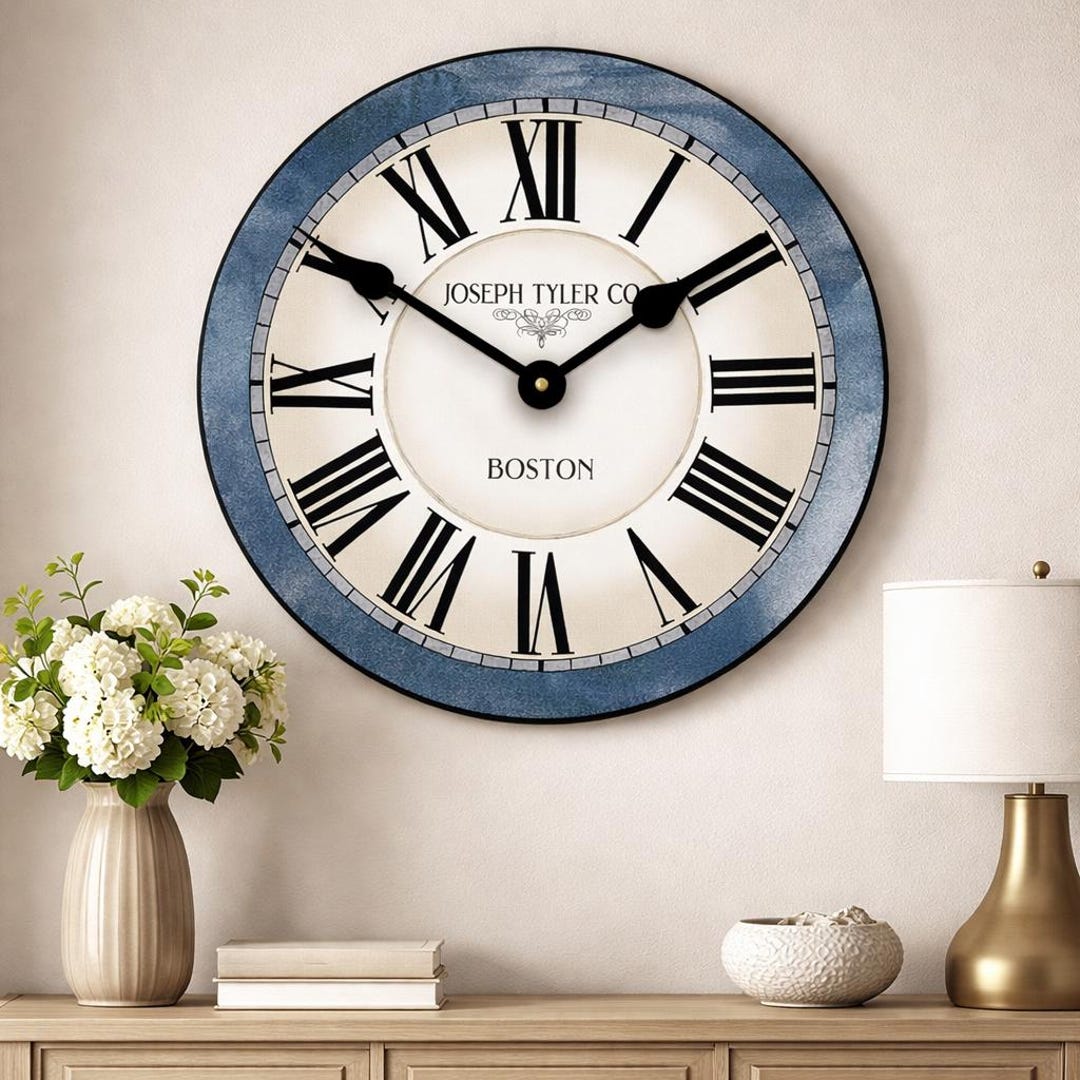 Carolina Blue Wall Clock (non Distressed), 8 Sizes to Choose, Made in ...
