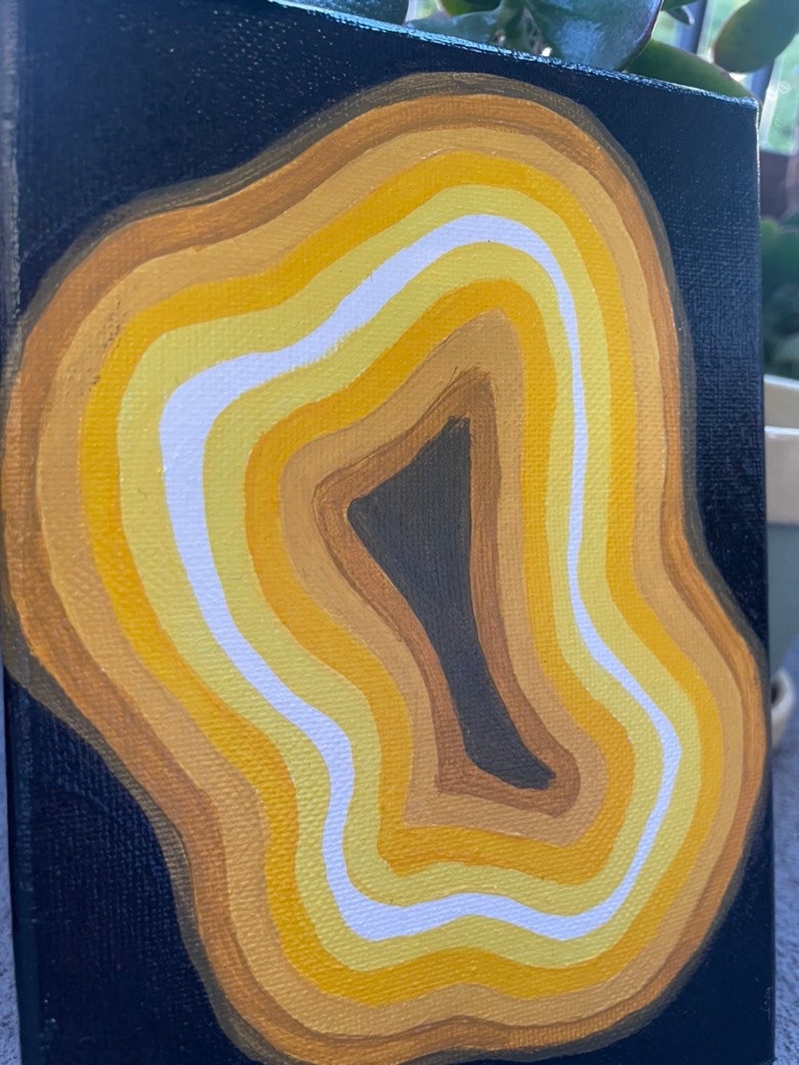 Canvas Painting 5x7 Neon Yellow Shape Design - Etsy
