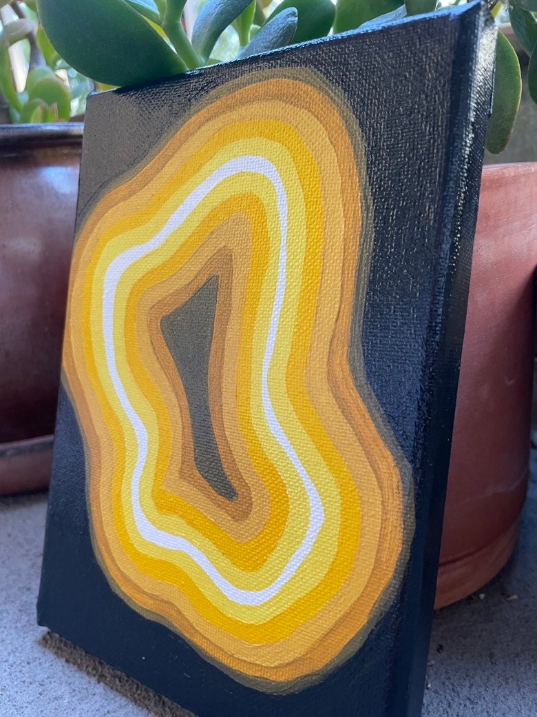 Canvas Painting 5x7 Neon Yellow Shape Design - Etsy
