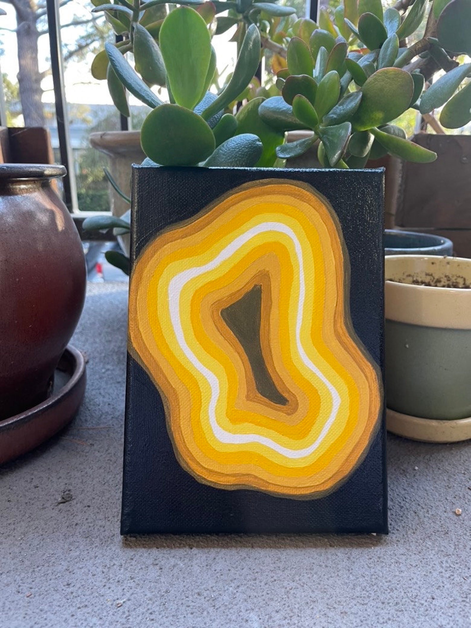 Canvas Painting 5x7 Neon Yellow Shape Design - Etsy