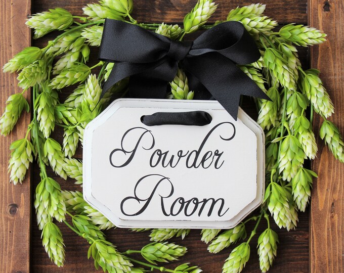 Powder Room Sign Farmhouse Sign Doorknob Hanging Bathroom - Etsy