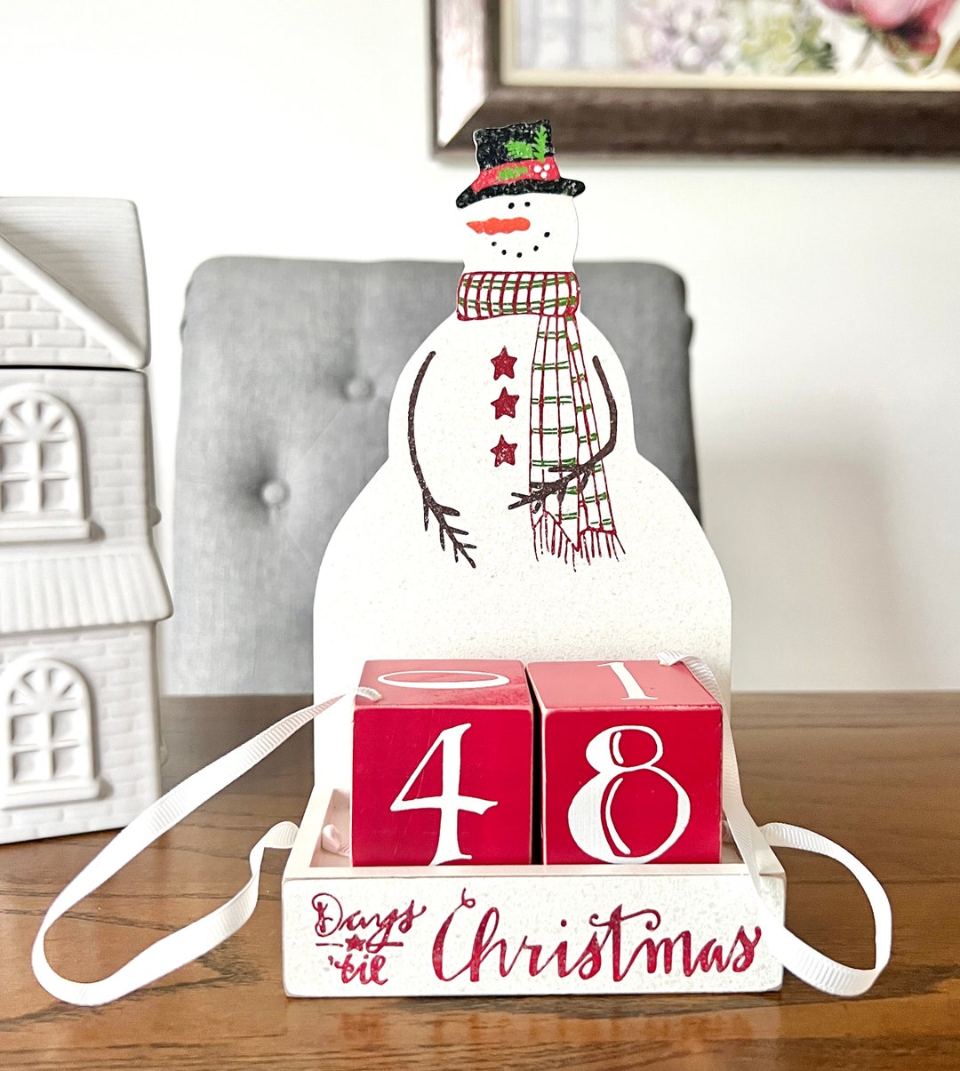 Snowman Advent Calendar Christmas Decor Countdown to Christmas - Etsy