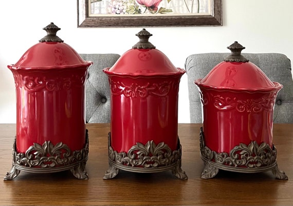 Red Ceramic Canister Set