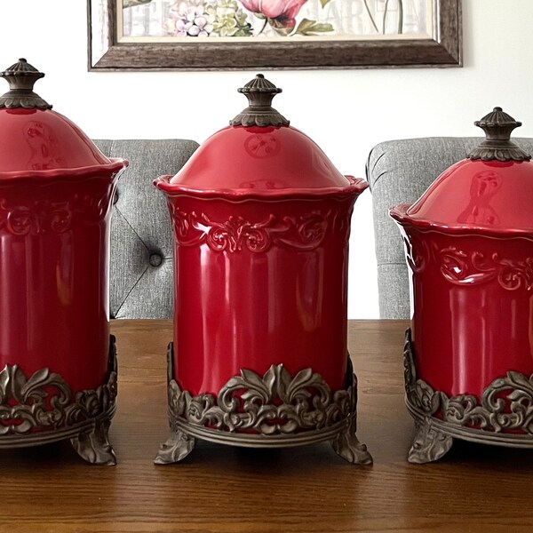 Red Canisters - Etsy