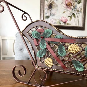 Vintage Metal Christmas Sled Christmas Tabletop Decor Christmas Sleigh ...