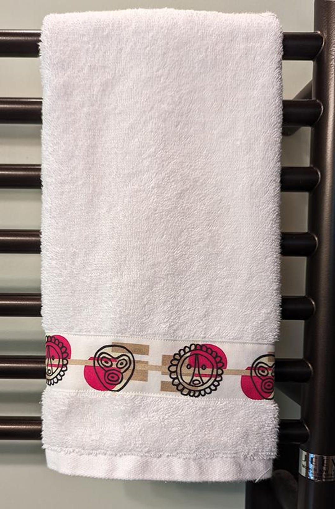 White Terry Hand Towels With Sun Symbol Border - Etsy