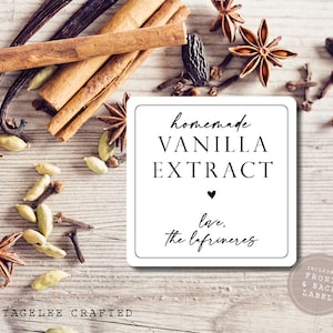 Vanilla Extract Labels, Homemade Vanilla Labels Front and Back ...