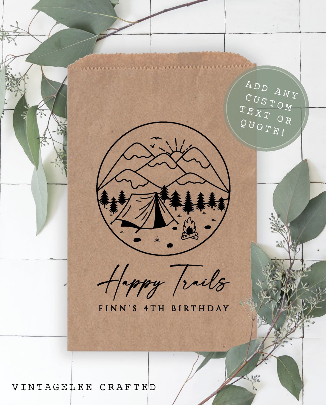 Happy Trails Favor Bags, Adventure Birthday Favors, Trail Mix Favor ...