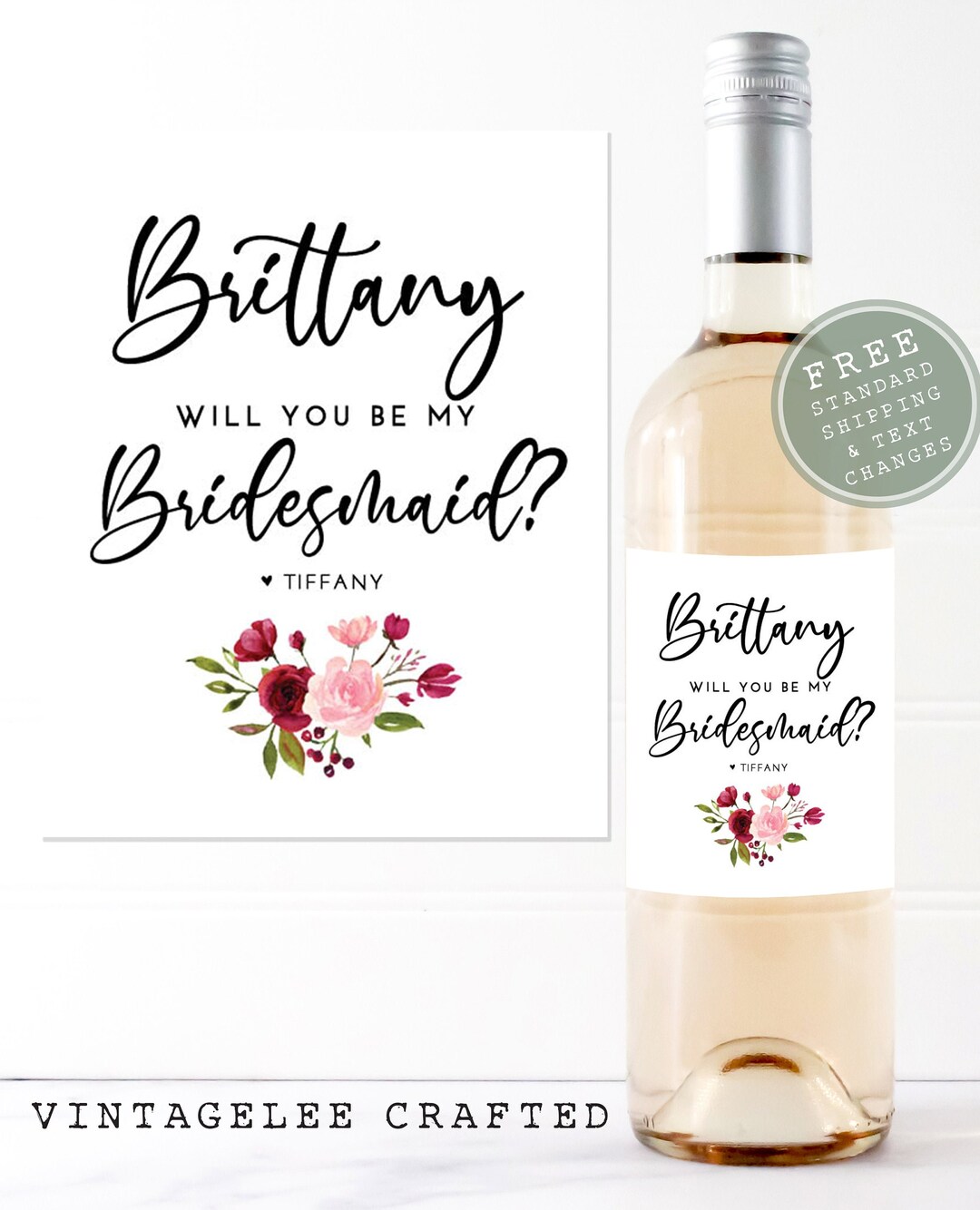 Bridesmaid Wine Label, Bridesmaid Gifts, Bridesmaid Proposal, Wine ...