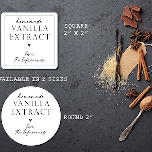Vanilla Extract Labels, Homemade Vanilla Labels Front and Back ...