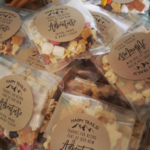 Trail Mix Labels, New Adventure Label, Woodland Baby Shower Favors ...