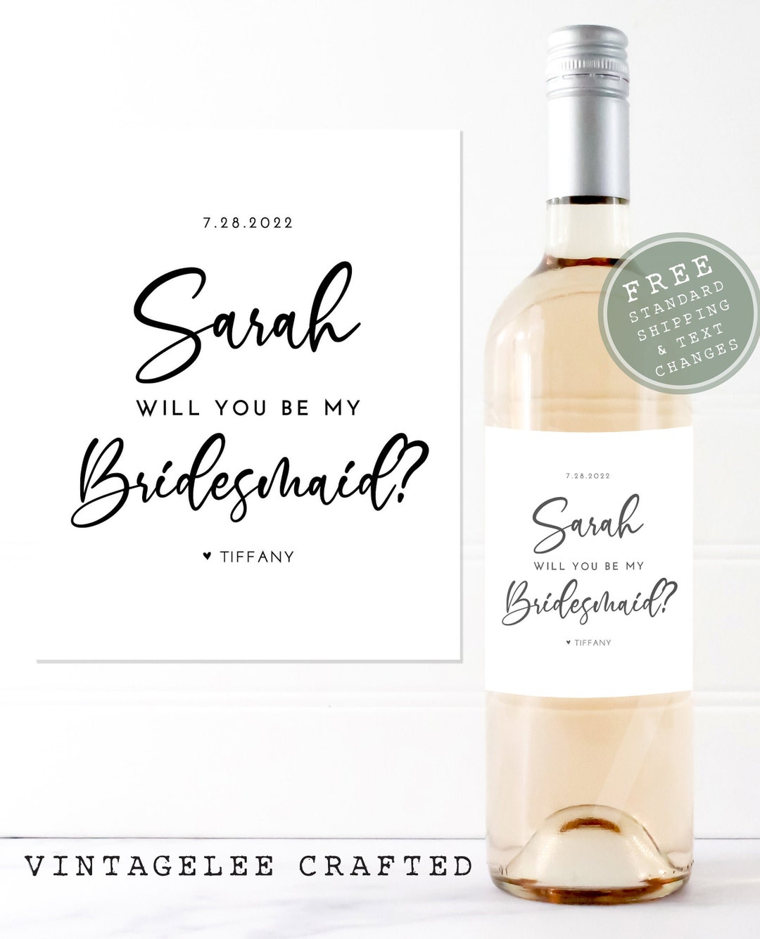 Bridesmaid Wine Bottle Label, Bridesmaid Proposal, Wine Bottle Label ...