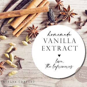 Vanilla Extract Labels, Homemade Vanilla Labels Front and Back ...
