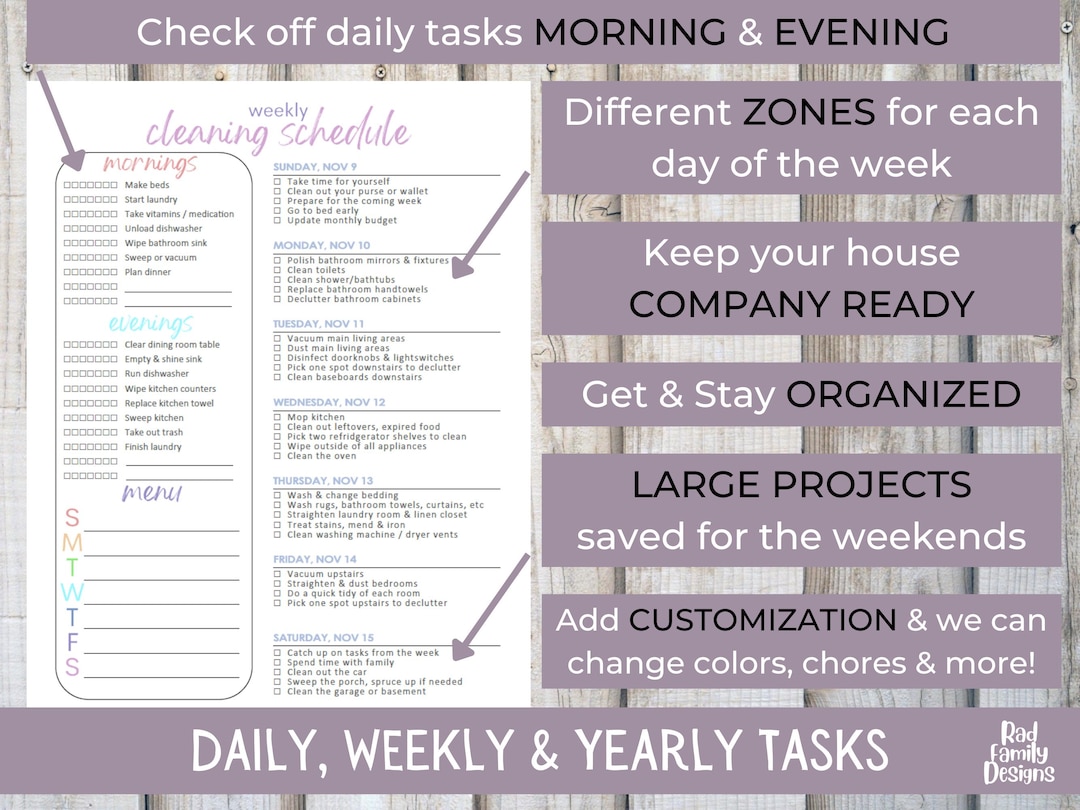 2025 CLEANING CHECKLIST to Do List Weekly Cleaning Schedule Yearly ...