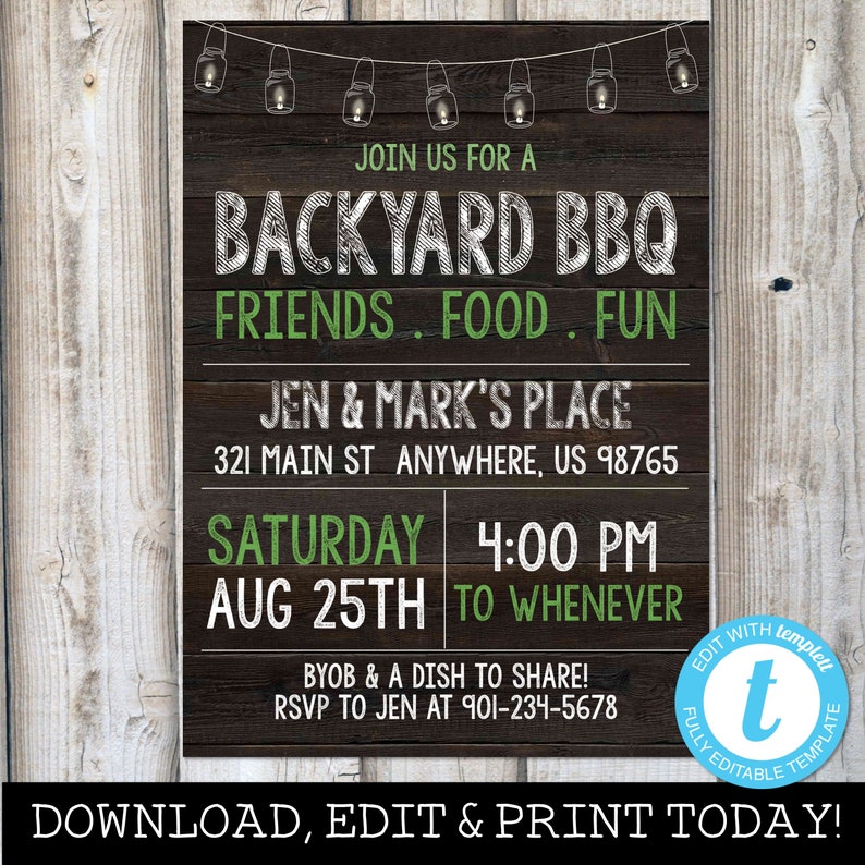 RUSTIC BACKYARD BBQ Backyard Cookout Invite I Do Bbq | Etsy