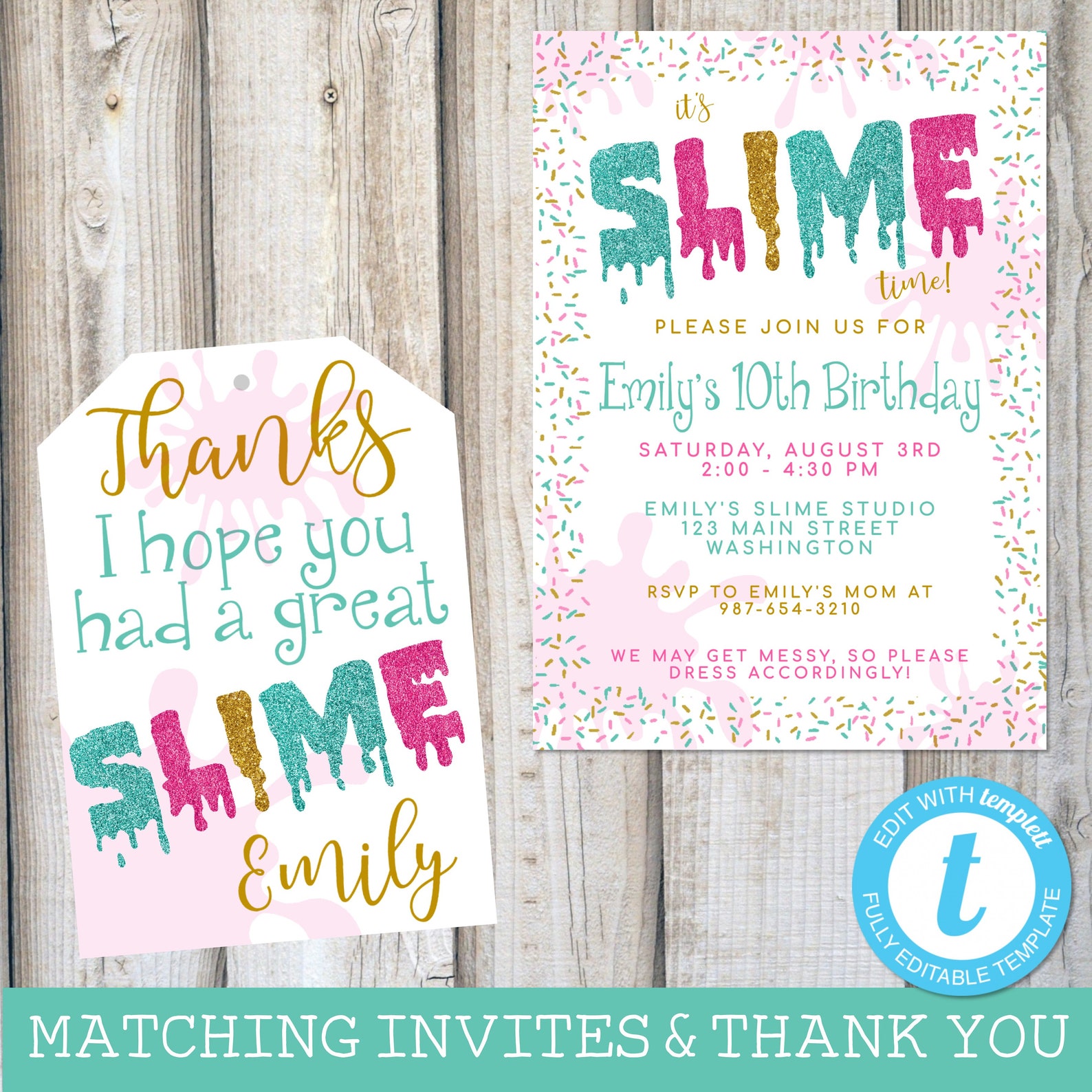 Slime Party Favor Bag Tags Thank You Tags Slime Birthday Party | Etsy