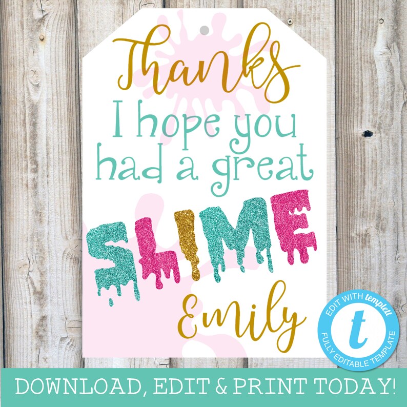 Slime Party Favor Bag Tags Thank You Tags Slime Birthday Party | Etsy