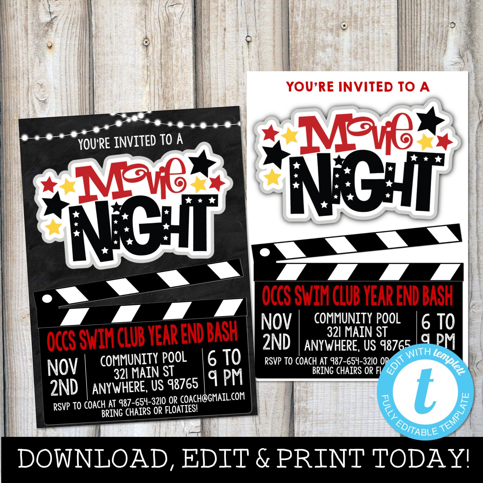 MOVIE NIGHT Invite Outdoor Movie Night Birthday Movie - Etsy