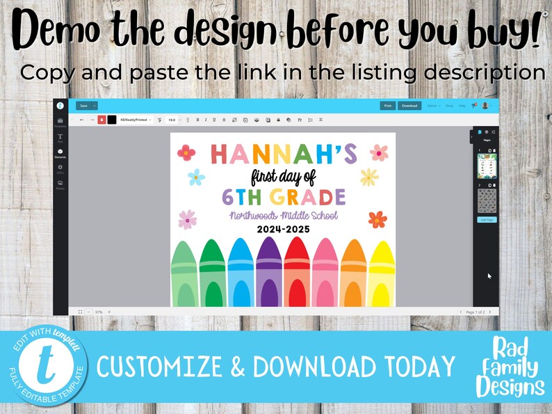 FIRST DAY of SCHOOL| Pre-k Back to School Sign, 1st Day of School ...