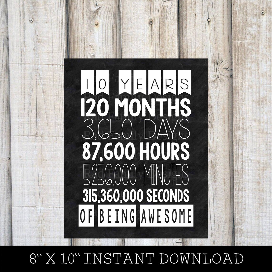 10TH BIRTHDAY POSTER Birthday Countdown 10 Years of Being - Etsy