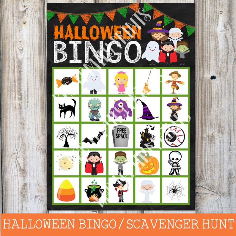 HALLOWEEN BINGO Printable Scavenger Hunt Game Kids BINGO | Etsy