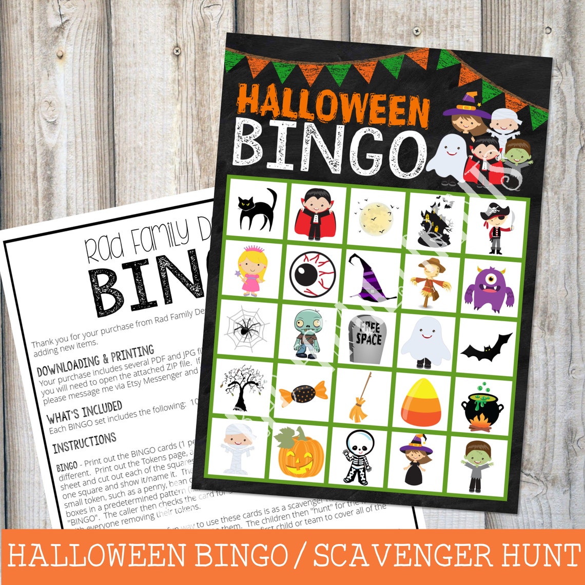HALLOWEEN BINGO Printable Scavenger Hunt Game Kids BINGO | Etsy