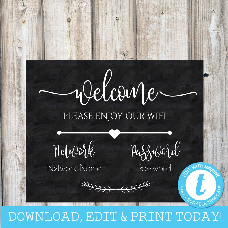 WIFI Password Sign Chalkboard Wifi Sign Customizable Welcome - Etsy