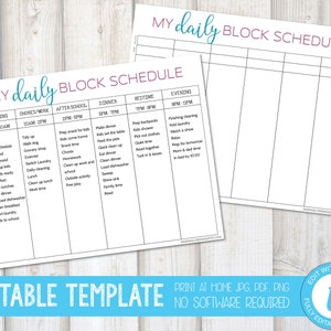 BLOCK SCHEDULE PLANNER Chore Chart to Do List Productivity Planner ...
