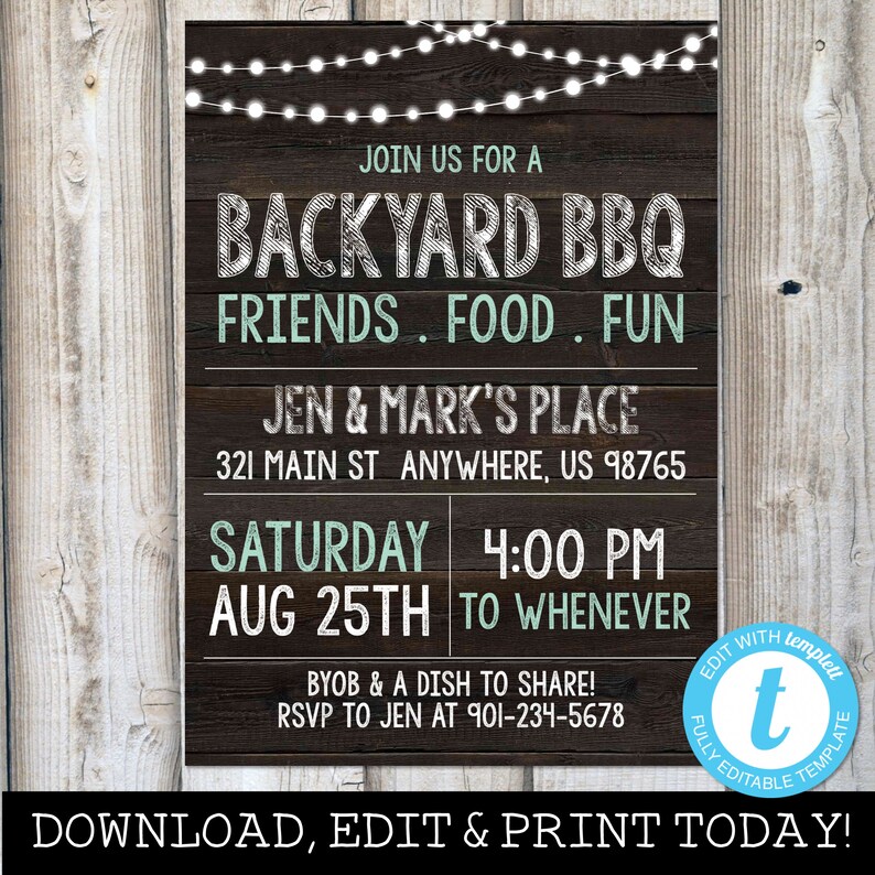 RUSTIC BACKYARD BBQ Backyard Cookout Invite I Do Bbq | Etsy