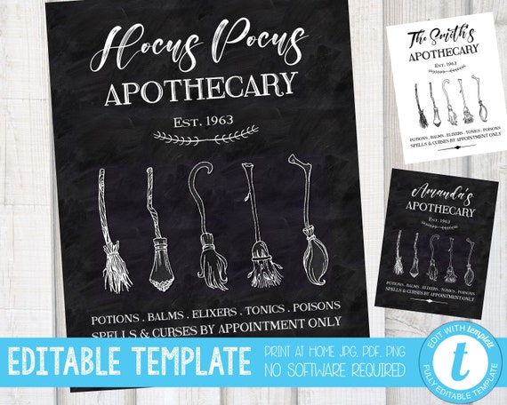HOCUS POCUS APOTHECARY Halloween Table Decor Halloween Sign - Etsy
