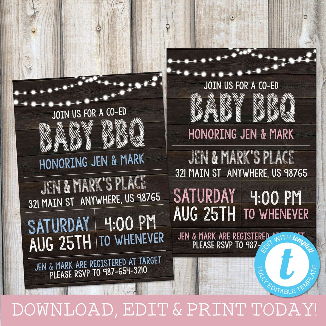 BABY Q INVITATION Bbq Baby Shower Bbq Barbeque Baby Shower Baby Q ...